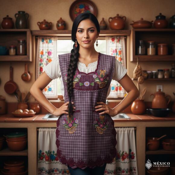 México Todo Corazón | Kitchen | Wine Mexican Embroidered Smock Apron ...